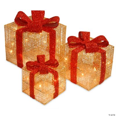 National Tree Company 6", 8" & 10" Gold Thread Gift Box Assortment ...