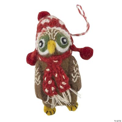 Tag Ornaments for Christmas Tree, Wool Owl With Hat Scarf
