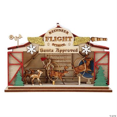 Old World Christmas Ginger Cottages 80038 Reindeer Flight School Wooden ...