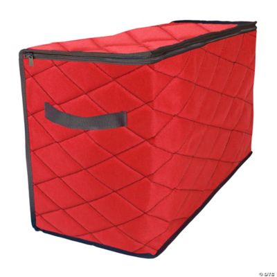 Northlight 96ct Red and Black Quilted Zip Up Christmas Ornament Storage ...