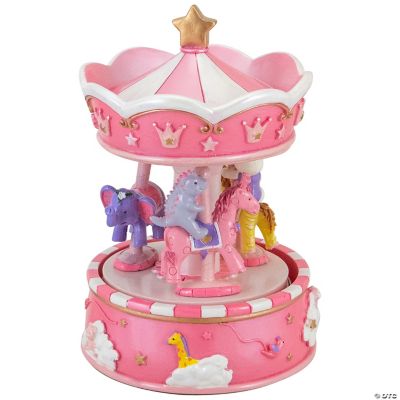 Northlight 6.5" Children's Pink Rotating Sleepy Time Musical Carousel ...