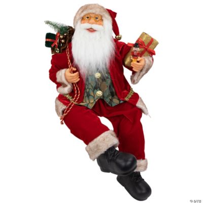 Northlight 24" Chic Santa Claus with Gift Bag and Presents Sitting ...