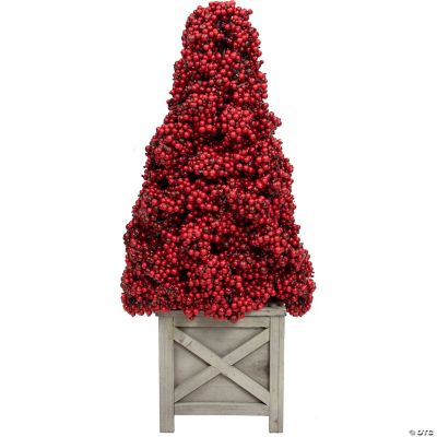 Allstate 24" Red Berry Cone Potted Christmas Topiary | Oriental Trading