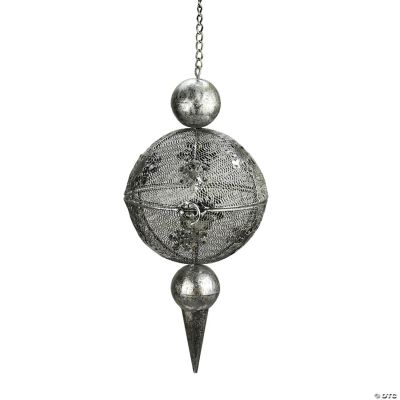 Gerson 18" Silver Distressed Antique Metal Snowflake and Mesh Finial ...