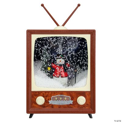 Northlight 12" LED Lighted Musical Snowing Snowman TV Set Christmas ...
