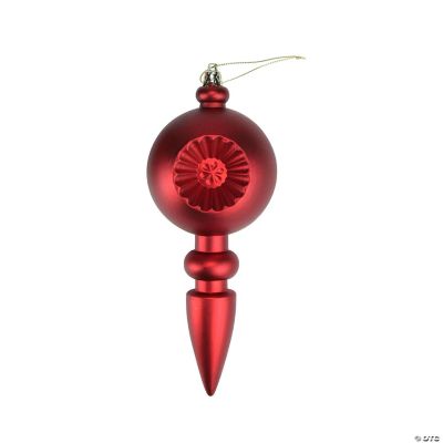 DAK 4ct Matte Red Hot Retro Reflector Shatterproof Christmas Finial ...