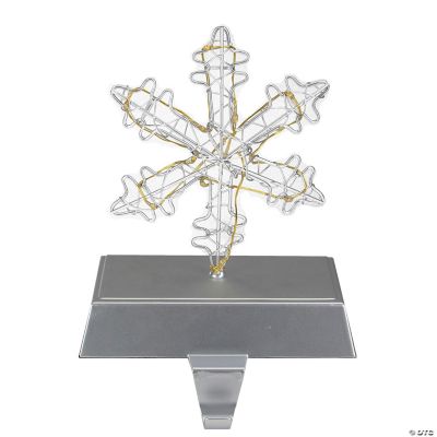 Northlight 7.5" LED Lighted Silver Wired Snowflake Christmas Stocking ...