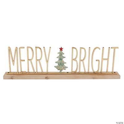 Northlight 23.5" Gold Merry and Bright Metal Christmas Sign Centerpiece