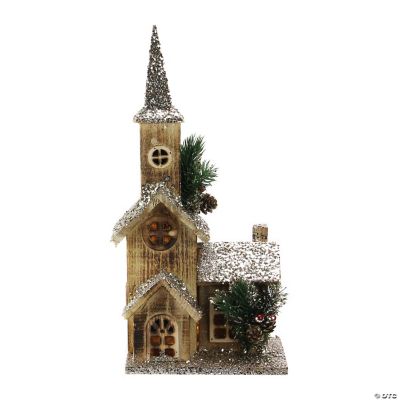 Northlight 16.75" LED Lighted Country Rustic Brown Church Christmas ...