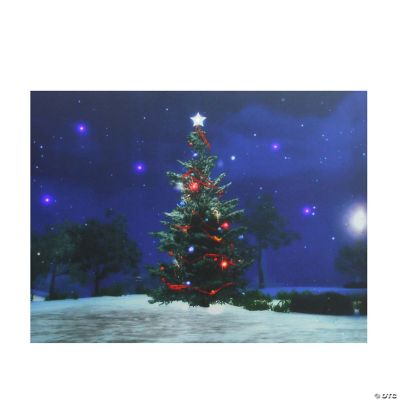 Northlight LED Lighted Decorated Christmas Tree at Night with Stars ...