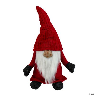 Northlight 13.5" Red and Gray Portly Smiling Man Gnome Table Top ...