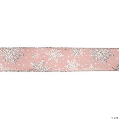 Northlight Pink and Silver Snowflake Christmas Wired Craft Ribbon 2.5 ...