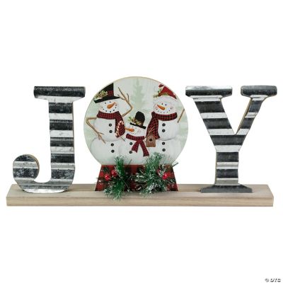 Northlight 15" Galvanized Metal and Wooden 'Joy' Snowman Family ...
