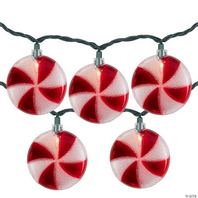 Northlight 10 Count Peppermint Candy Christmas Light Set 6ft Green Wire ...