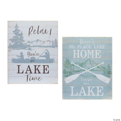 Melrose International Wooden Lake Sign (Set Of 2) 20In | Oriental Trading