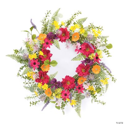 Melrose International Mixed Floral Wreath 23In