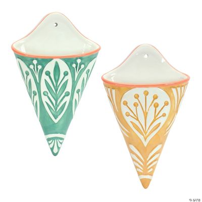 Melrose International Ceramic Wall Pocket (Set Of 2) 10.5In | Oriental ...
