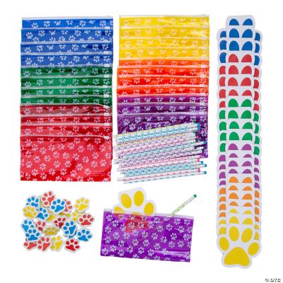 Bright Colors Paw Print Stationery Assortment Kit for 24 | Oriental Trading