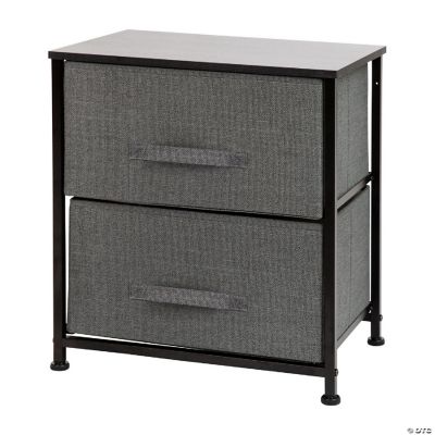 Emma + Oliver 2 Drawer Storage Stand with Black Wood Top & Dark Gray ...