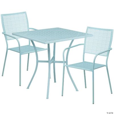 Emma + Oliver Commercial Grade 28" Square Sky Blue Patio Table Set-2 ...