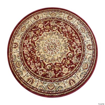 Emma + Oliver Classic Design Area Rug - Burgundy with Floral Medallion ...