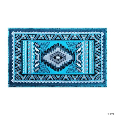 Emma + Oliver Olefin Accent Rug - Turquoise Southwestern Geometric ...