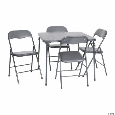 Emma + Oliver 5 Piece Gray Folding Game Room Card Table and Chair Set