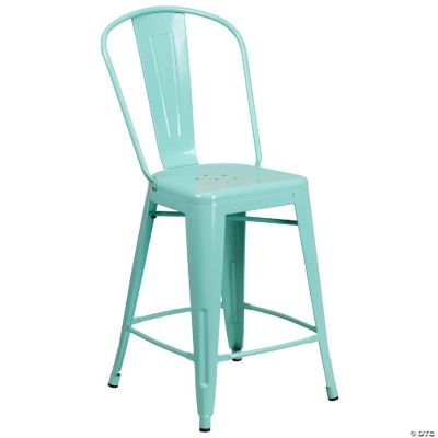 Emma + Oliver Commercial Grade 24"H Mint Green Metal Indoor-Outdoor ...