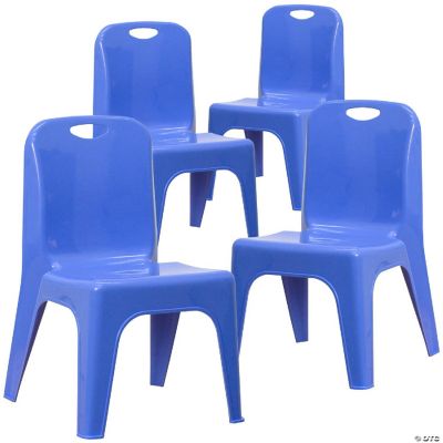 Emma + Oliver 4 Pack Blue Plastic Stack School Chair with Carrying ...