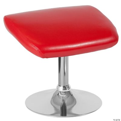 Emma + Oliver Red LeatherSoft Ottoman Footrest with Chrome Base
