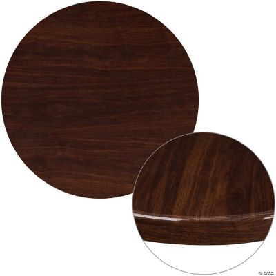Emma + Oliver 30" Round High-Gloss Walnut Resin Table Top with 2" Thick ...
