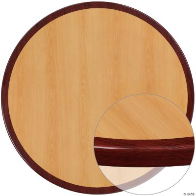 Emma + Oliver 30" Round 2-Tone High-Gloss Cherry / Mahogany Resin Table Top