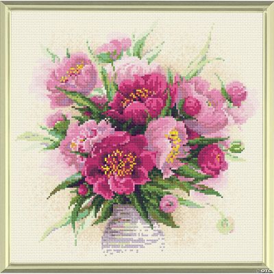 Riolis Diamond Mosaic Kit 15x15 Peonies In Vase