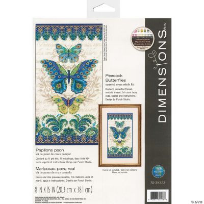 Dimensions Cross Stitch Kit 8x15" PeacokButerflies
