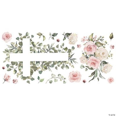 RoomMates Watercolor Floral Cross Giant Peel & Stick Wall Decals ...