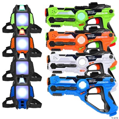 Set of 4 Laser Tag Gun Blasters and Vests 4 Player Laser Battle Kids ...