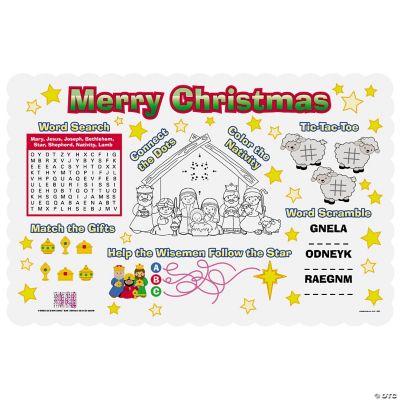 Religious Christmas Nativity Activity Placemats - 12 Pc. - Discontinued