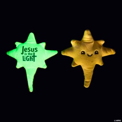 4 1/2" x 5" Glow-in-the-Dark Jesus is the Light Stuffed Stars - 12 Pc ...