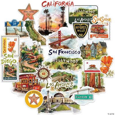 Navy Peony California Travel Stickers | Oriental Trading