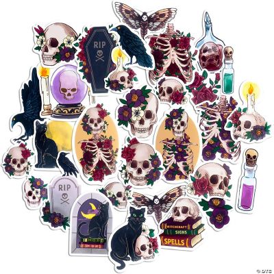 Navy Peony Eerie Gothic Skull Stickers | Oriental Trading