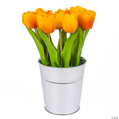 National Tree Company 9" Orange Tulip Bouquet | Oriental Trading