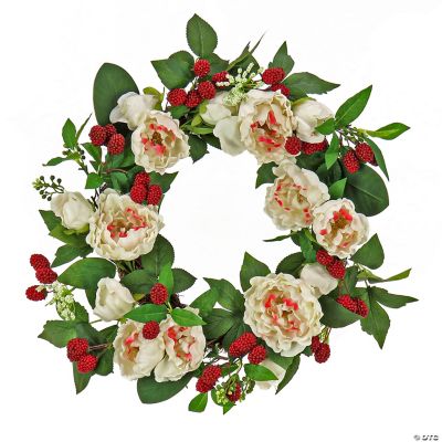 National Tree Company 22" Peony And Raspberry Wreath | Oriental Trading