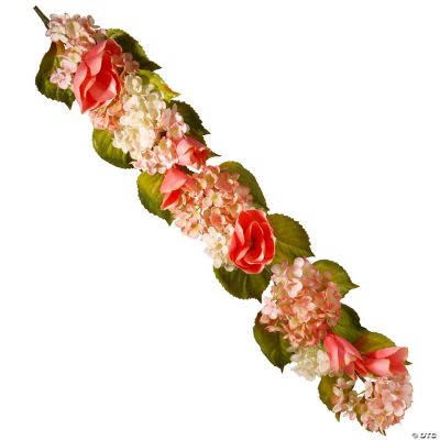 National Tree Company 48" Rose And Hydrangea Garland | Oriental Trading