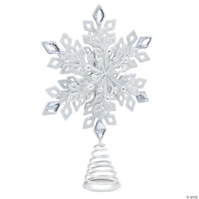 Glitter Snowflake Tree Topper - White Sparkling Christmas Tree ...
