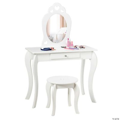Costway Kids Vanity Set Princess Makeup Dressing Play Table Set W ...