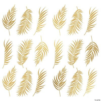 Gold palm frond peel and stick wall decals