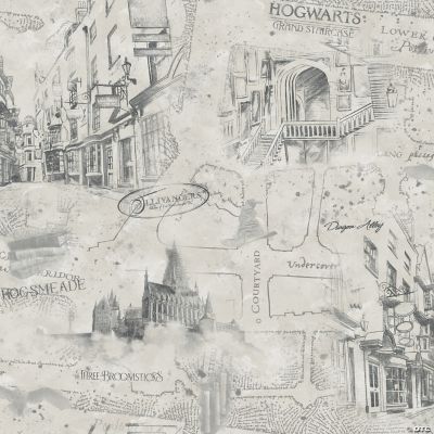 Harry Potter Map Peel & Stick Wallpaper - Gray | Oriental Trading