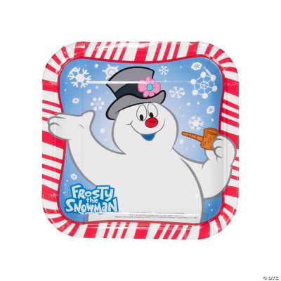 Frosty the Snowman™ Square Paper Dinner Plates with Peppermint Trim - 8 ...