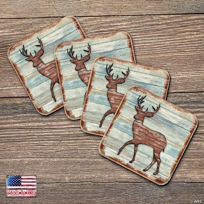 Designocracy Deer Wooden Cork Coasters Gift Set of 4 by Nature Wonders ...
