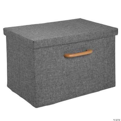 mDesign Soft Textured Fabric Home Storage Organizer Box, 2 Pack - Dark Gray